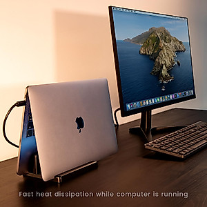 EAXBUX 3 in 1 Vertical Laptop Stand Holder,Adjustable ABS Plastic Desktop Notebook Dock,Vertical Laptop Stand Space-Saving for All MacBook/Surface/Samsung/HP/Dell/Chrome Book
