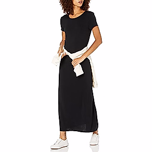 Amazon Essentials Women's Short-Sleeve Maxi Dress, Black, Medium