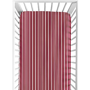 Vintage Aviator Fitted Crib Sheet for Baby and Toddler Bedding Sets by Sweet Jojo Designs - Red Stripe Print