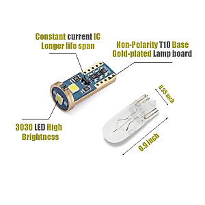 iBrightstar Extremely Bright Wedge T10 168 194 LED Bulbs for Car Interior Dome Map Door Courtesy License Plate Lights, Xenon White