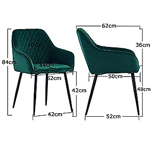 KEIVVAKN Dining Chairs Green Velvet Dining Chairs Set of 2 with Arms Modern Upholstered Chairs for Dining Room