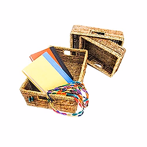 Trademark Innovations Banana Leaf Nesting Basket Organizer Set with Handles (Set of 3)