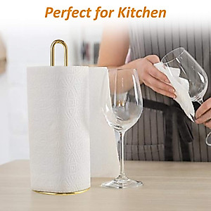 Supkiir Gold Paper Towel Holder, Standing Paper Towel Rack for Kitchen Counter, Bathroom Sink