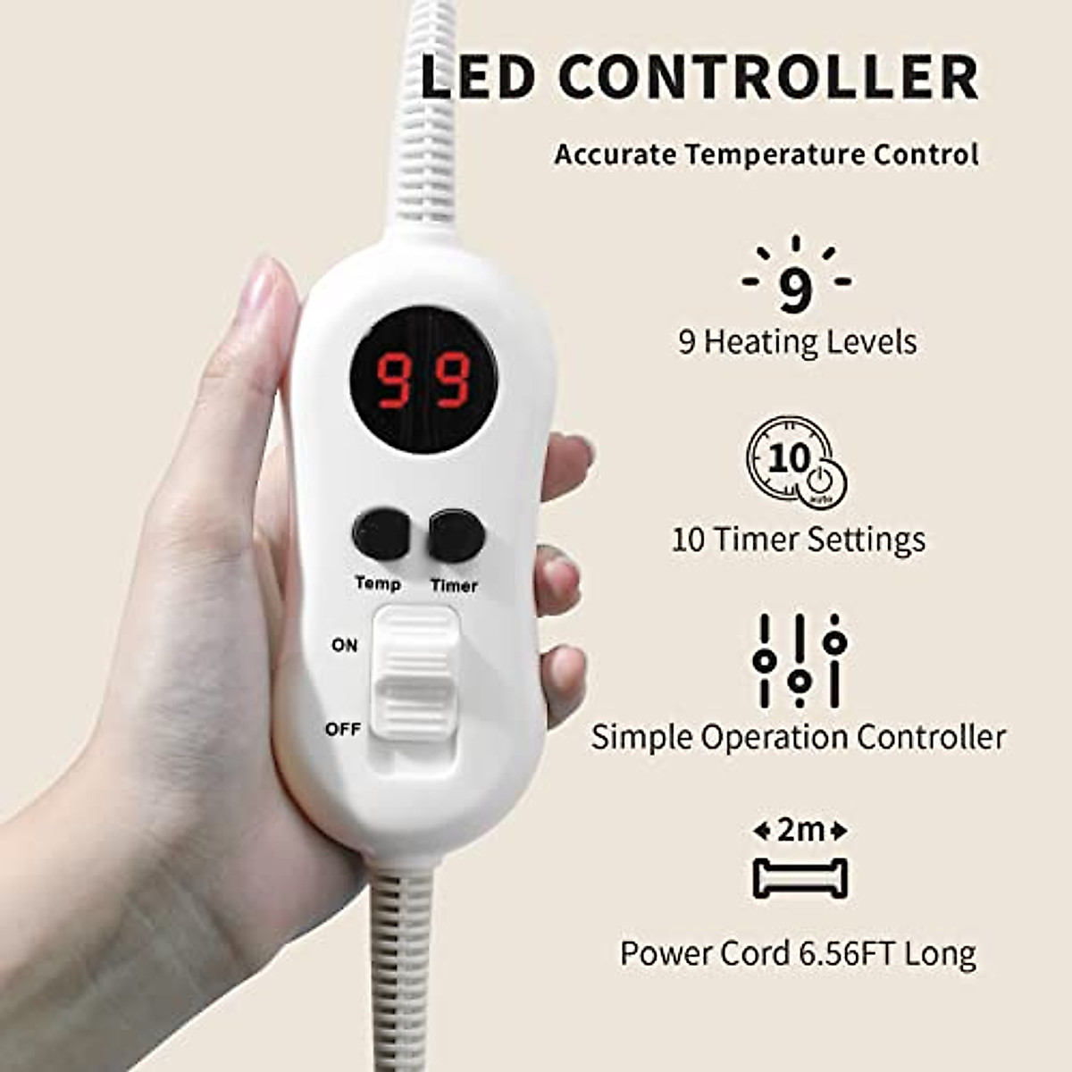 Heating Pad for Back Neck and Shoulder Pain Relief Flannel Electric Heating Pads with LCD Controller 9 Heating Levels 1-12H Adjustable Auto Shut Off Machine Washable