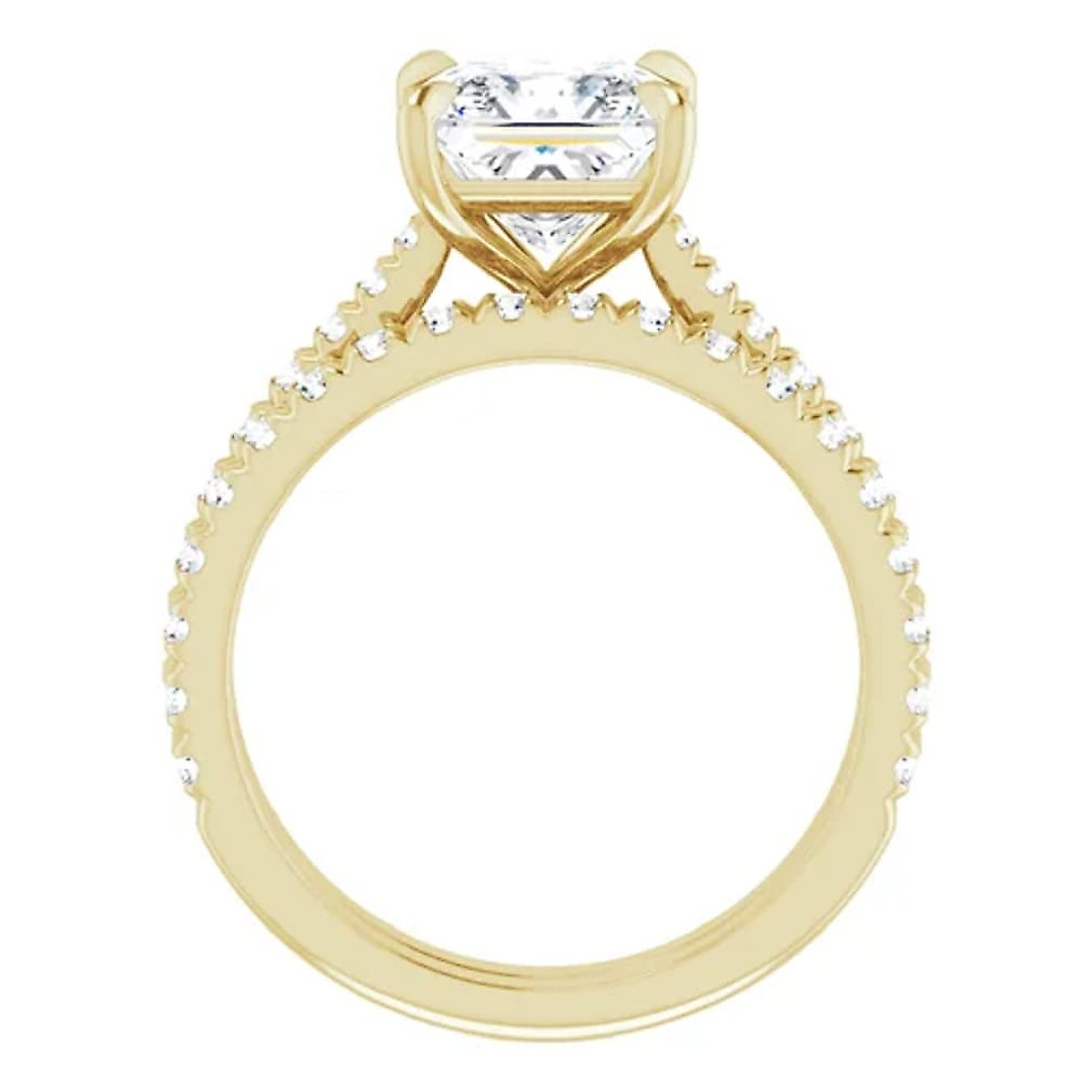 Solitaire Moissanite Engagement Ring Set, 2 CT Princess Cut Moissanite Diamond Bridal Wedding Ring Set for Women, Birthday Gift for Wife, VVS1 Colorless, 10K 14K 18K Solid Gold, 925 Silver