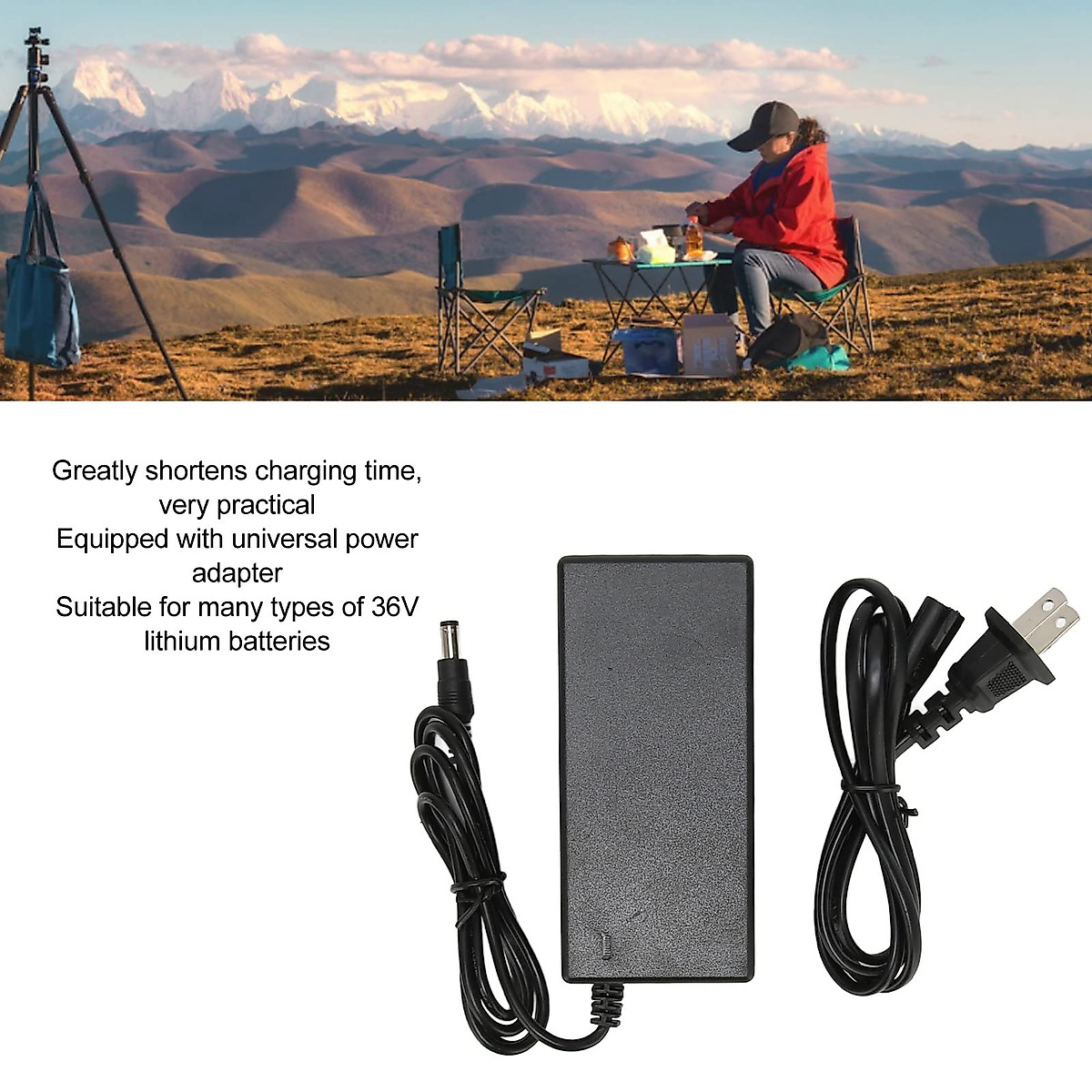 42V 2A Battery Charger, Universal Power Supply Adapter for 36V Lithium Battery, Electric Scooter Charger Battery Charger with 4 Adapter 100-240V