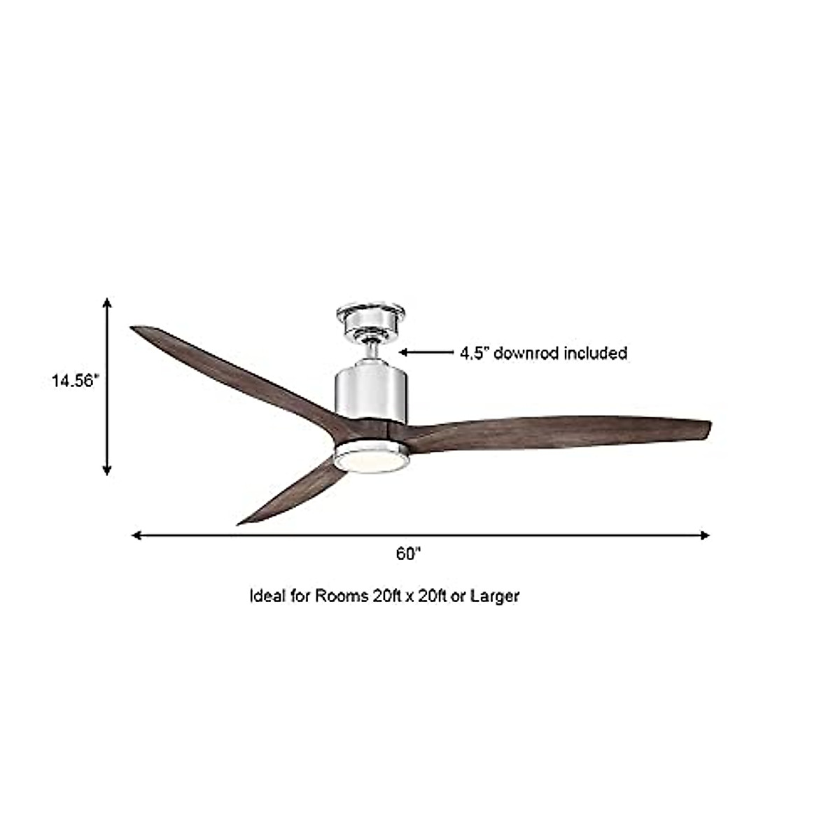 Home Decorators Collection YG749-PN Triplex 60” LED Polished Nickel Ceiling Fan