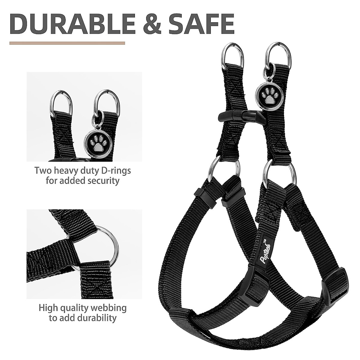 PUPTECK No Pull Dog Harness Soft Adjustable Basic Nylon Step in Puppy Vest Outdoor Walking with ID Tag X-Small