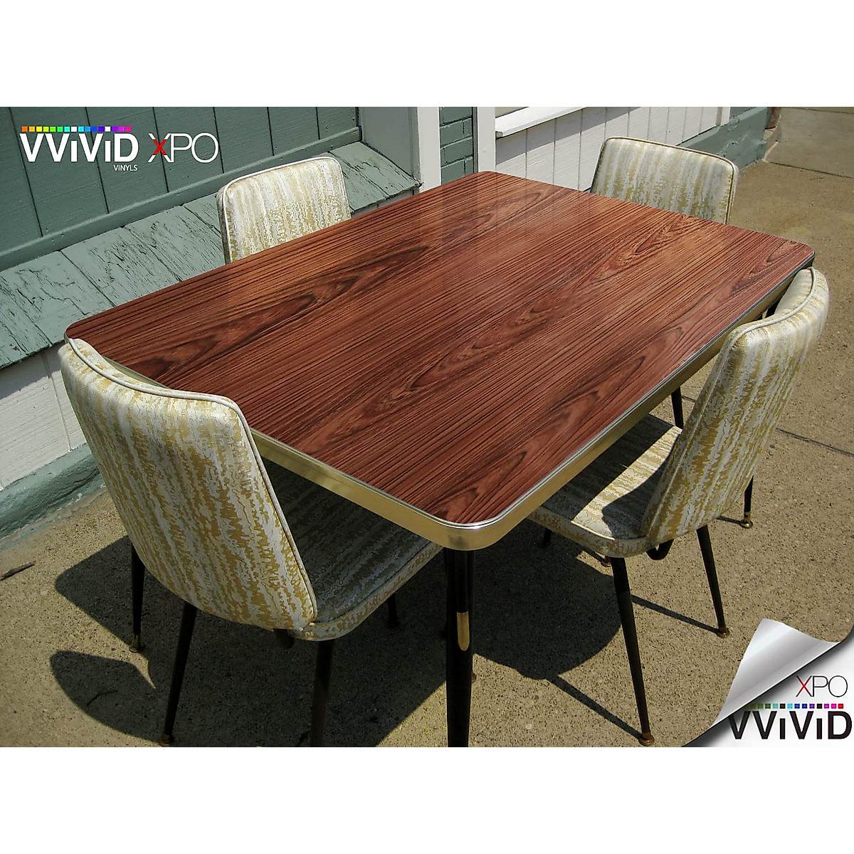 VVIVID High Gloss Red Cedar Striped Wood Grain Faux Finish Textured Vinyl Wrap Roll Sheet Film for Home Office Furniture DIY No Mess Easy to Install Air-Release Adhesive (1ft x 4ft)