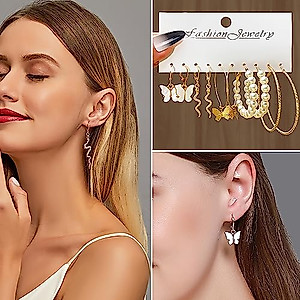 KISS WIFE Gold Jewelry Set for Women Girls, Multi Layered Necklace Bracelet Stackable Knuckle Rings and Earrings Set, Boho Trendy Vacation Jewelry Packs, Anniversary Valentine Birthday Gifts for Her