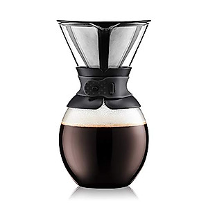 BODUM Pour Over Coffee Maker with Permanent Filter, 51 Ounce, Black