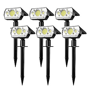BriSunshine Solar Spot Lights Outdoor,IP65 Landscape Spotlights Waterproof Solar Powered for Yard Garden,2 in 1,Auto ON/Off (6 Pack/64 LED/3 Modes)