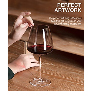 AOOE Red Wine Glasses Set of 6, Hand Blown Crystal Glasses-21 OZ,Large Burgundy Glasses- Light, Clear, Perfect for Wine tasting, Wedding, Anniversary, Birthday