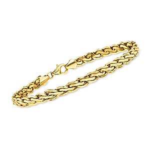 Ross-Simons 14kt Yellow Gold Flat Rope-Chain Bracelet. 7 inches