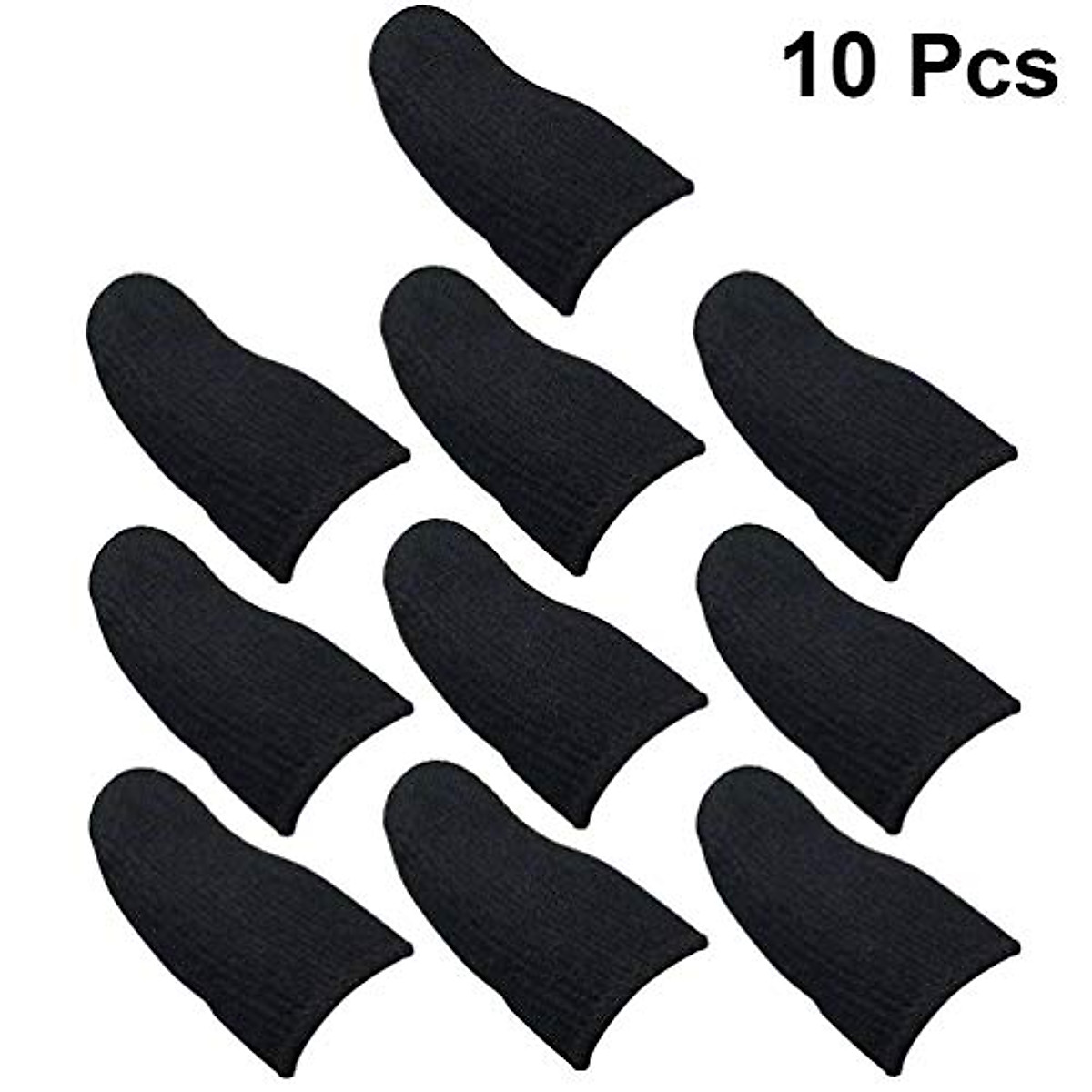 Garneck Black Finger Sleeve Mobile Game Controller Finger Sleeve Touch Screen Finger Cot Anti Sweat Thumb Fingers Protector for Mobile Phone Games 10pcs