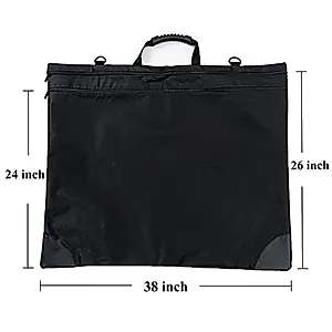 eageus Art Portfolio Case 26 x 38 inches, Waterproof Nylon Large Art Portfolio Bag Artist Canvas Carrying Bag with Soft-sided Shoulder Straps, Black Art Storage Folder for Artwork Organization
