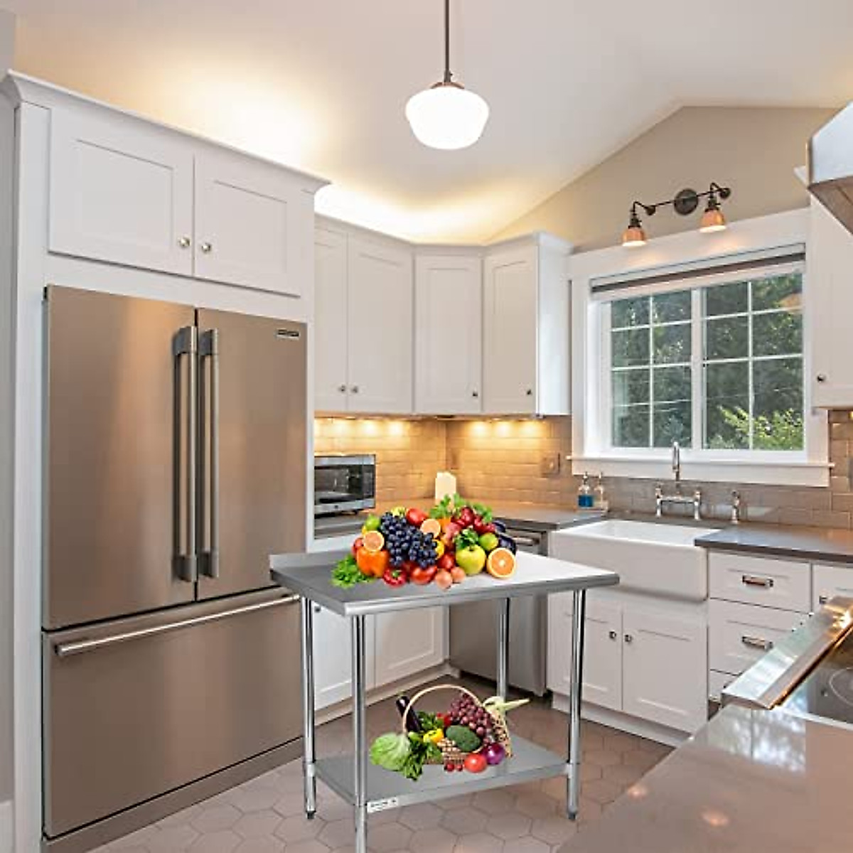 STABLEINK NSF Stainless Steel Table, 24 x 48 Inches Metal Prep & Work Table with Adjustable Undershelf, for Commercial Kitchen, Restaurant, Hotel and Garage