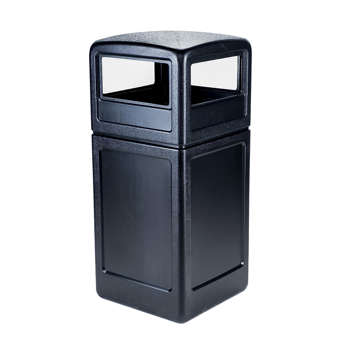 Commercial Zone-73290199 PolyTec 42 Gallon Square Waste Container with Dome Lid Color: Black