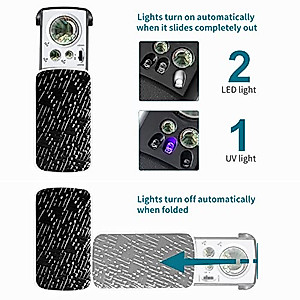 JARLINK 2 Pack Jewelers Loupe, 30X 60X 90X Illuminated Jewelers Eye Loupe Magnifier and Magnifying Glass Loop with UV Black Light and Bright LED Light for Gems, Jewelry, Diamond, Coins, Stamps (Black)