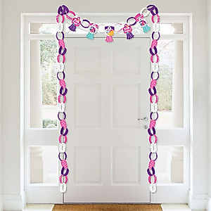 Big Dot of Happiness Roar Dinosaur Girl - 90 Chain Links and 30 Paper Tassels Decoration Kit - Dino Mite Trex Baby Shower or Birthday Party Paper Chains Garland - 21 feet