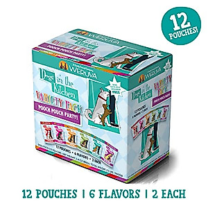 Weruva Dogs In The Kitchen, Variety Pack, Pooch Pouch Party!, Wet Dog Food, 2.8Oz Pouches (Pack Of 12)