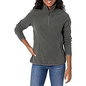 Amazon Essentials Women's Classic-Fit Long-Sleeve Quarter-Zip Polar Fleece Pullover Jacket (Available in Plus Size), Charcoal Heather, Medium