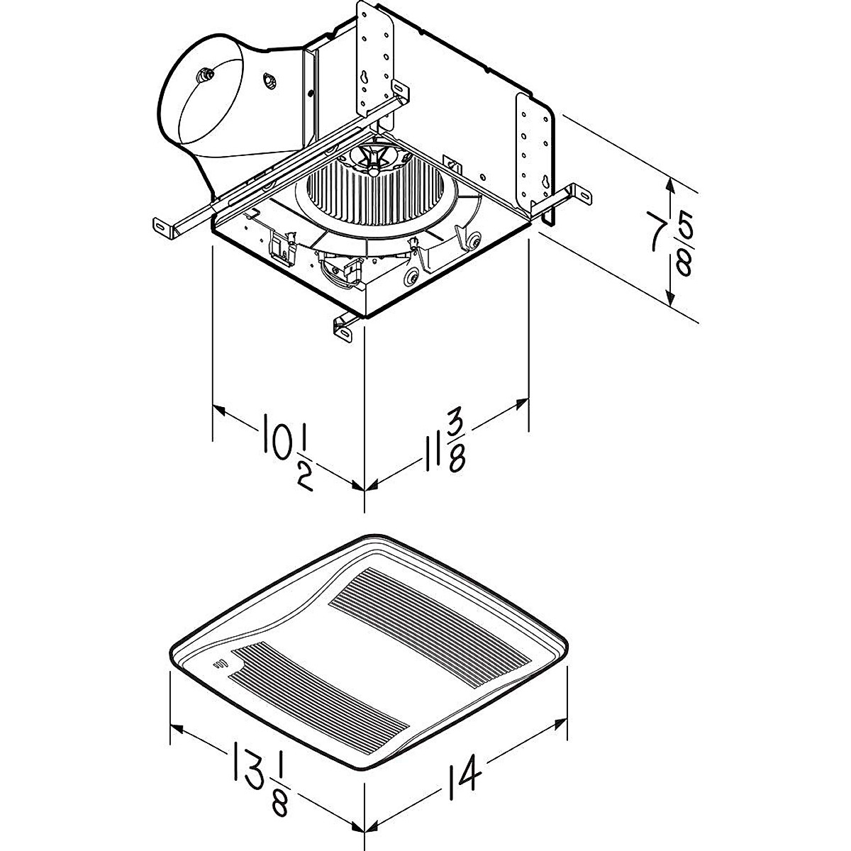 Broan-NuTone QTXE110150DCS Bathroom Ventilation, Energy Star Certified, 110-130-150 CFM Bath Fan, White