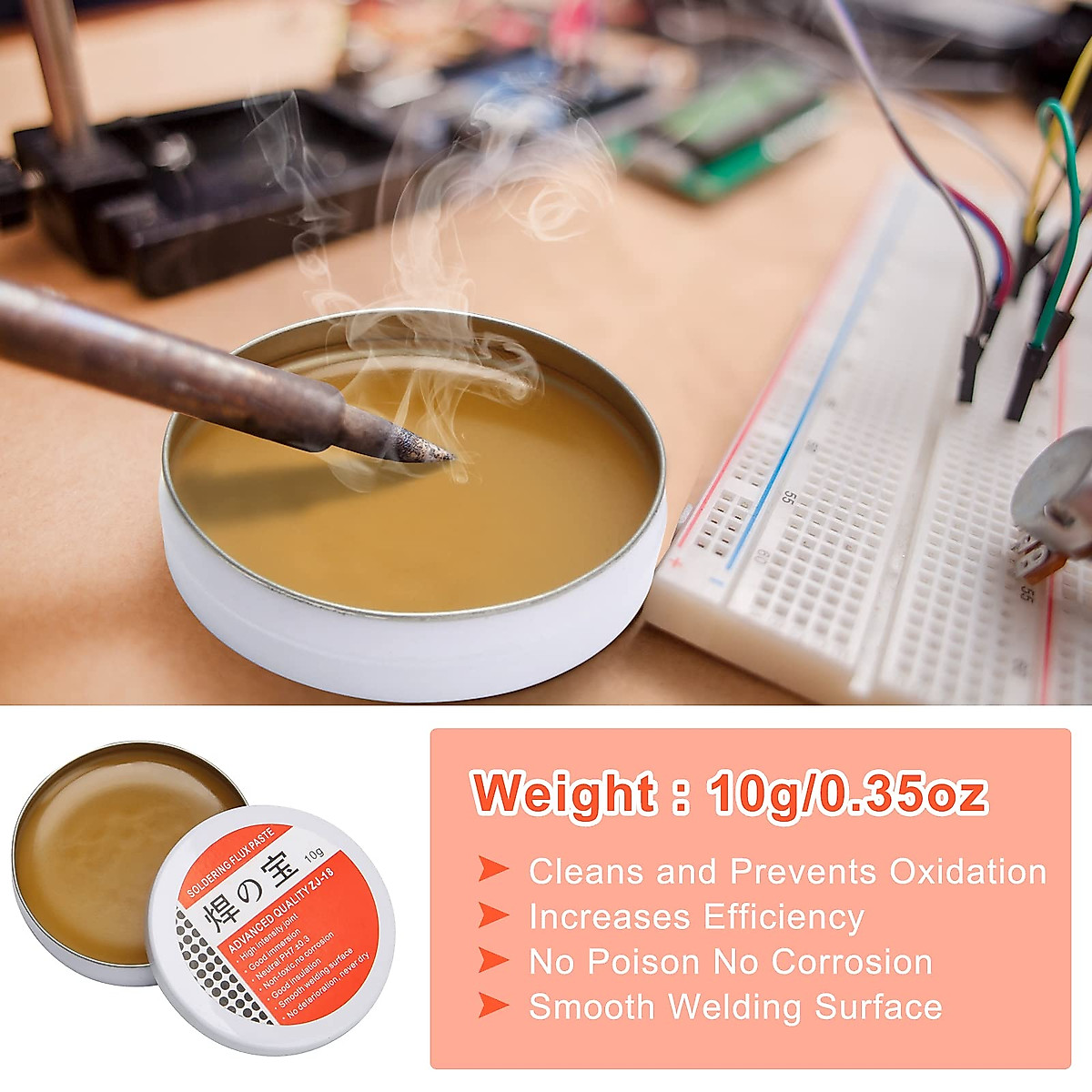 AHIER Solder Tip Cleaner+ Soldering Rosin Flux Paste(0.35 oz / 10 g)+ 60/40 Tin Lead Rosin Core Solder Wire(1.76 oz / 50 g) + 3pcs Replacement Brass Pads, 6 PCS Solder Iron Welding Tool Set