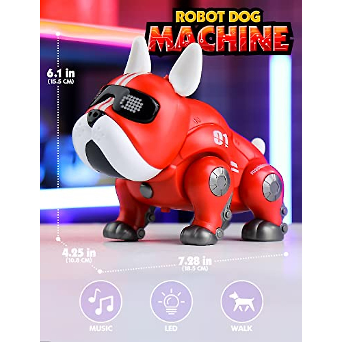 Robot Dog Toy Robotic Puppy Dog for Kids, Electronic Pets Bulldog for Kids 3-8, can Dance and LED Eyes, act Like a Real Dog, robo Dog Gifts and Kids Mate