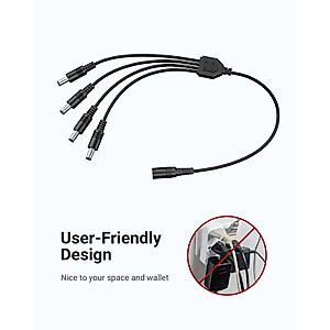 ANNKE Security Power Adapter Supply AC to DC 12V2A and 1-to-4 Splitter Power Cord for CCTV Surveillance Camera DVR System