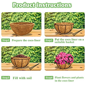 ZeeDix 3pack 12inch Metal Hanging Basket with Coconut Coir Liner- Coconut Coir Liner with Black Chain for Porch Pots Hanger, Indoor Outdoor Plant Flower Pot, Garden Decorations (12in)