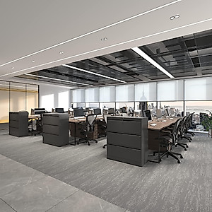 Yukimo Lateral File Cabinet with Lock, Metal File Cabinets for Home Office Legal/Letter A4 Size, File Cabinet with 3 Drawer Storage Cabinet, Black