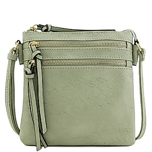 Functional Multi Zip Pocket Crossbody Bag (Grey)