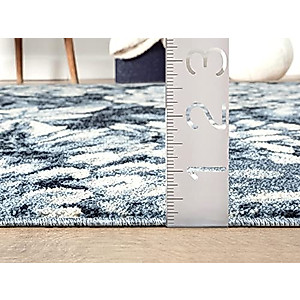 Abani Navy Blue & Cream Floral Design Classic Area Rug Rugs Non-Shedding 7'9" x 10'2" (8x10) Flower Print Traditional Living Room Rug