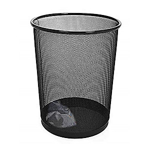 Smart Design Steel Mesh Waste Basket - Easy to Clean Design - Garbage, Paper Clutter, Metal Wire Trash Can Bin, Bathroom, Bedroom, Home and Office - 11.75 x 13.75 Inch - Black