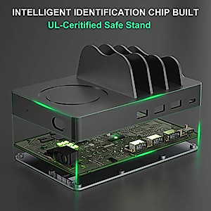 Wireless Charging Station for Multiple Devices, 5 in 1 Fast Qi Charging Dock Station with 10W Max Wireless Charger and 4 USB Ports,Quick Charger PD 3.0 20W for iPhone/iPad/Samsung/Android (Black)