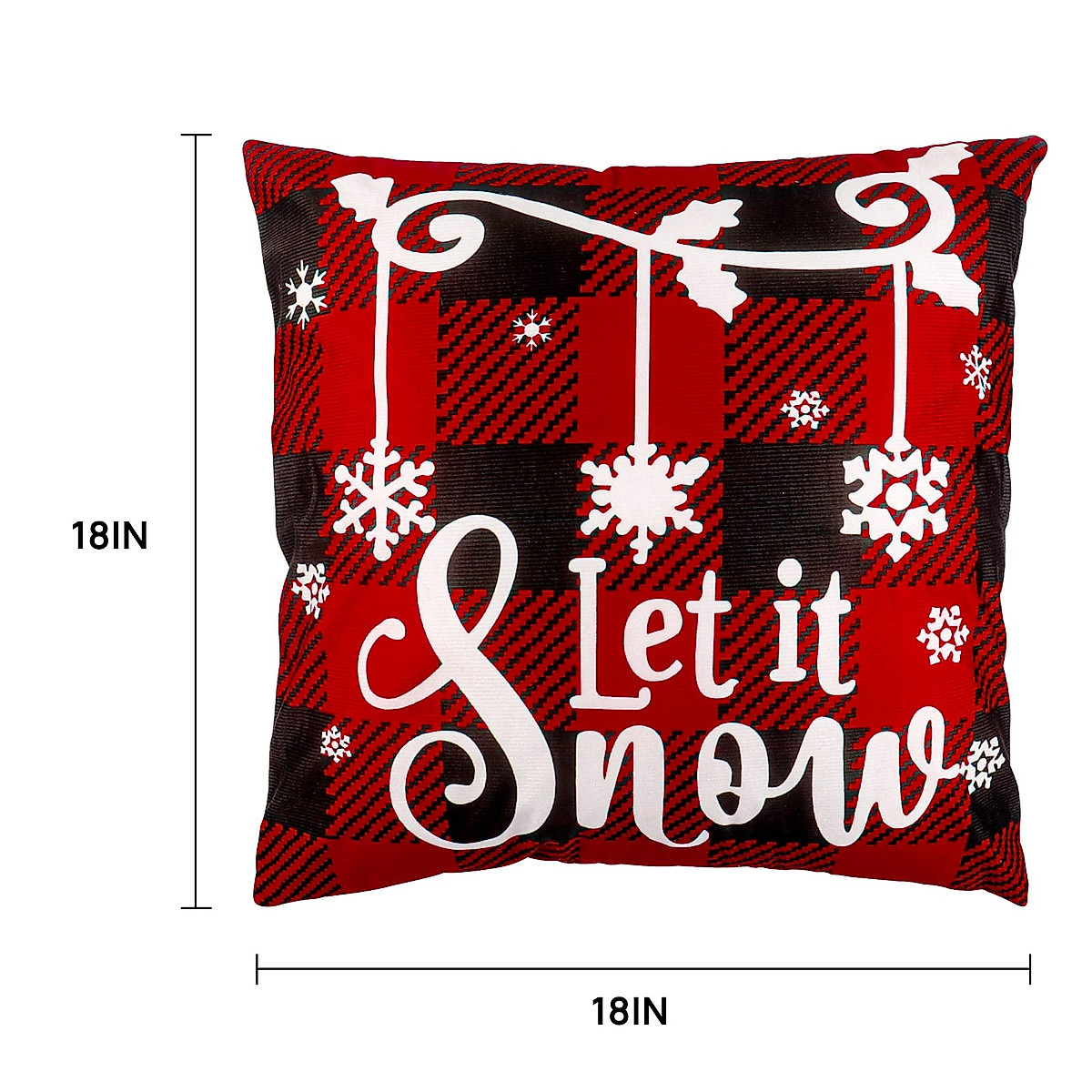Christmas Pillow Covers 18x18 Set of 4 Winter Throw Pillow Covers Holiday Buffalo Plaid Pillow Covers Merry Christmas Pillows for Couch Sofa Home Decor Xmas Cushion Covers Indoor Decor Thicker