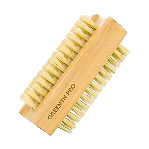 GREENTH PRO Bamboo Nail Brush，2PCS Two-side Firm Nature Wooden Sisal Scrub Brush for Toes and Nails,Cleaning Nail Brush
