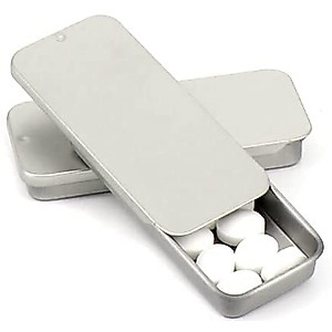 3 PCS Metal Tin Box Containers Rectangular Empty Hinged Tins Box Containers 3.15 by 1.34 by 0.4 Inch for Candies Jewelry Crafts Pills Survival Kit