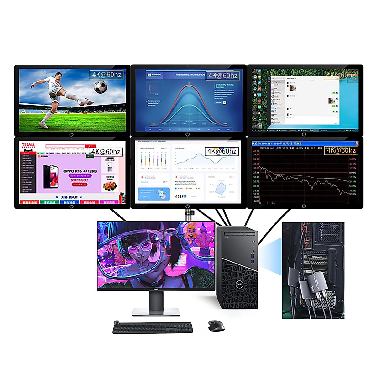 USB 3.0 to Dual HDMI Adapter - 4K+4K 60Hz Ultra HD - Built-in DisplayLink DL6950 Chip - Extend Screen to Multiple Monitor TV Compatible with Windows,Mac OS,Android,Chrome OS,Ubuntu(HDMI+HDMI)