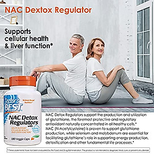 Doctor's Best Nac Detox Regulators with seleno excell, Non-GMO, Vegetarian, Gluten&Soy Free, 180 Veggie Caps, 180Count