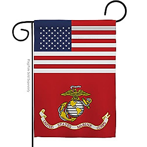 Americana Home & Garden US Marine Corps Garden Flag Armed Forces USMC Semper Fi United State American Military Veteran Retire Official House Decoration Banner Small Yard Gift Double-Sided, Made In USA