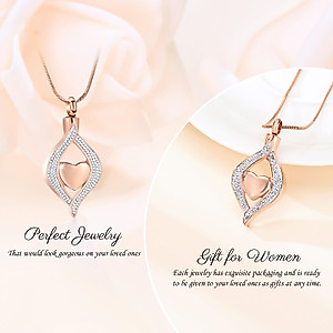 Cremation Jewelry for Ashes The Eye of My Heart Keepsake Memorial Jewelry for Urn Necklace Stainless Steel Ashes Pendant with 20 Inch Chain (2pcs Rose(White+Purple))