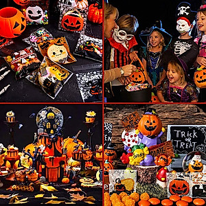 160 Pcs Halloween Cellophane Clear Treat Bags Self Adhesive Candy & Cookie Bags for Halloween Party Favors Supplies