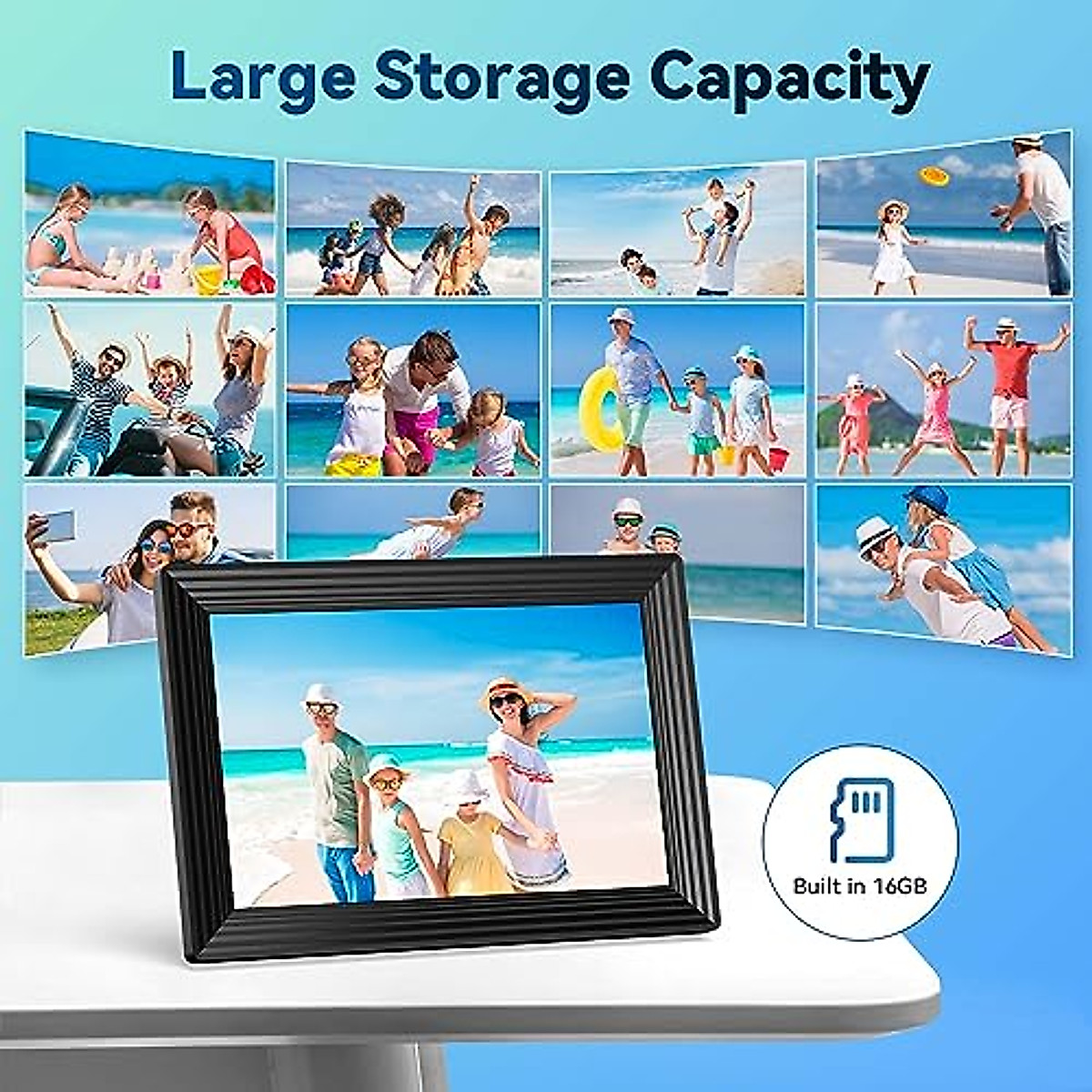 Frameo 10.1" WiFi Digital Picture Frame, Smart Digital Photo Frame with 16GB Storage, 1280x800 IPS HD Touch Screen, Auto-Rotate, Easy Setup to Share Photos or Videos Remotely via App from Anywhere