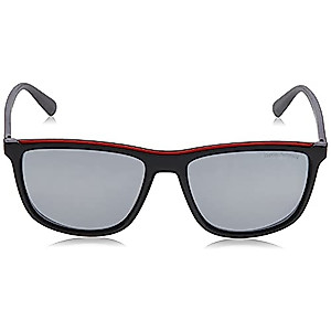 Emporio Armani Sunglasses Black Frame, Light Grey Black Mirror Lenses, 57MM