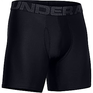 Under Armour mens Tech 6-inch Boxerjock 2-Pack , Black (001)/Black , Medium