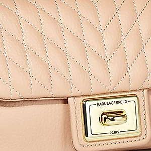 Karl Lagerfeld Paris womens Agyness Quilted Flap Crossbody, Almond, One Size US