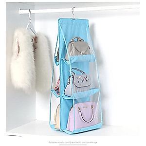 DCVFRQ Double-Sided Six-Layer Bag Hanging Bag Non-Woven Hanging Handbag Storage Hanging Bag Bag Storage Bag 140g Integrated Structure, Gray