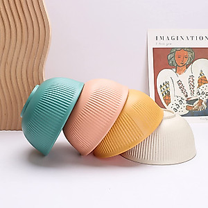 BanYakong Wheat Straw Bowls Set 24 OZ,Unbreakable Large Cereal Bowls Set of 6 Microwave and Dishwasher Safe BPA Free And Reusable Lightweight Bowl For Rice Noodle Soup Snack Salad Fruit